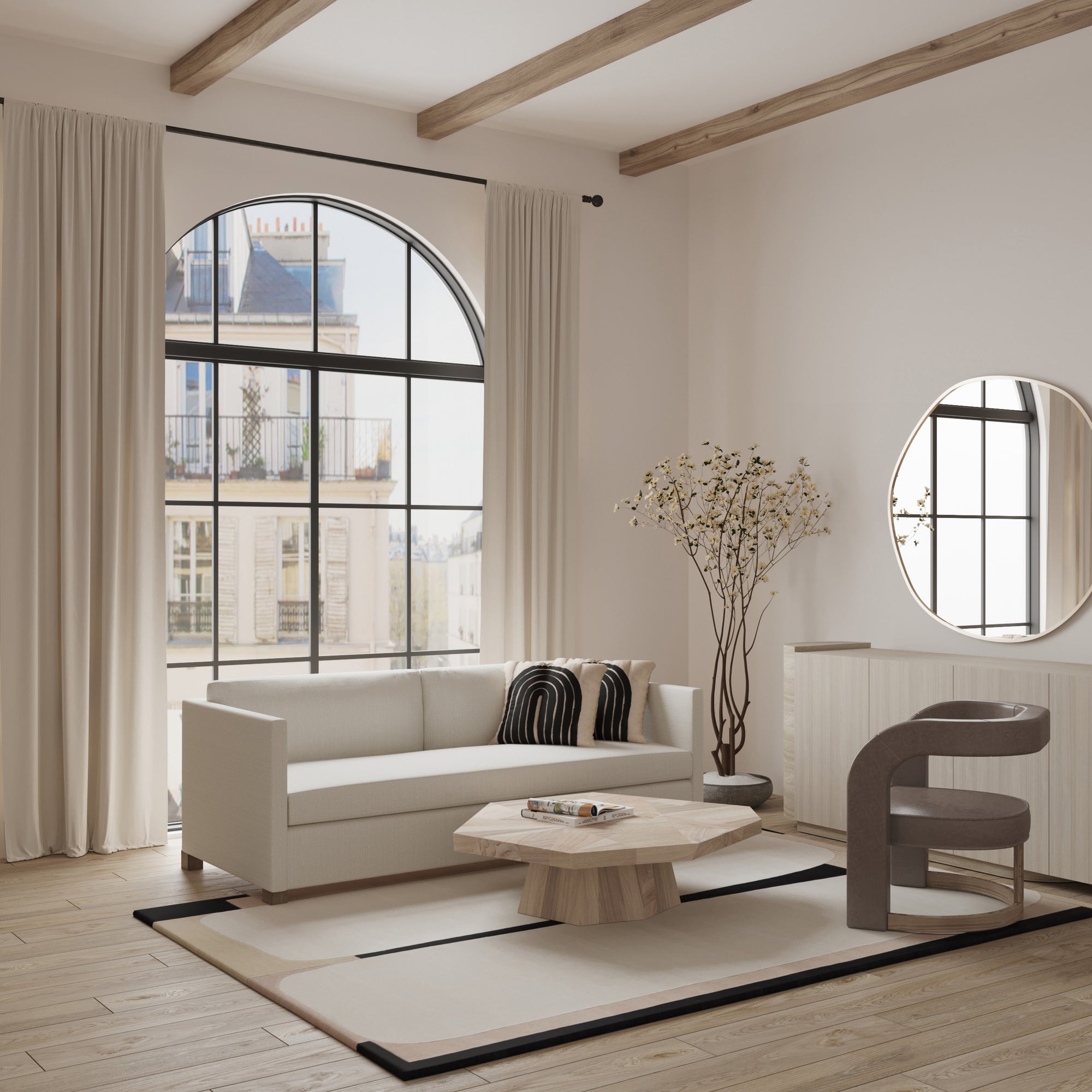 Madison Sleeper Sofa - Alabaster Plush Velvet - Tandem Arbor