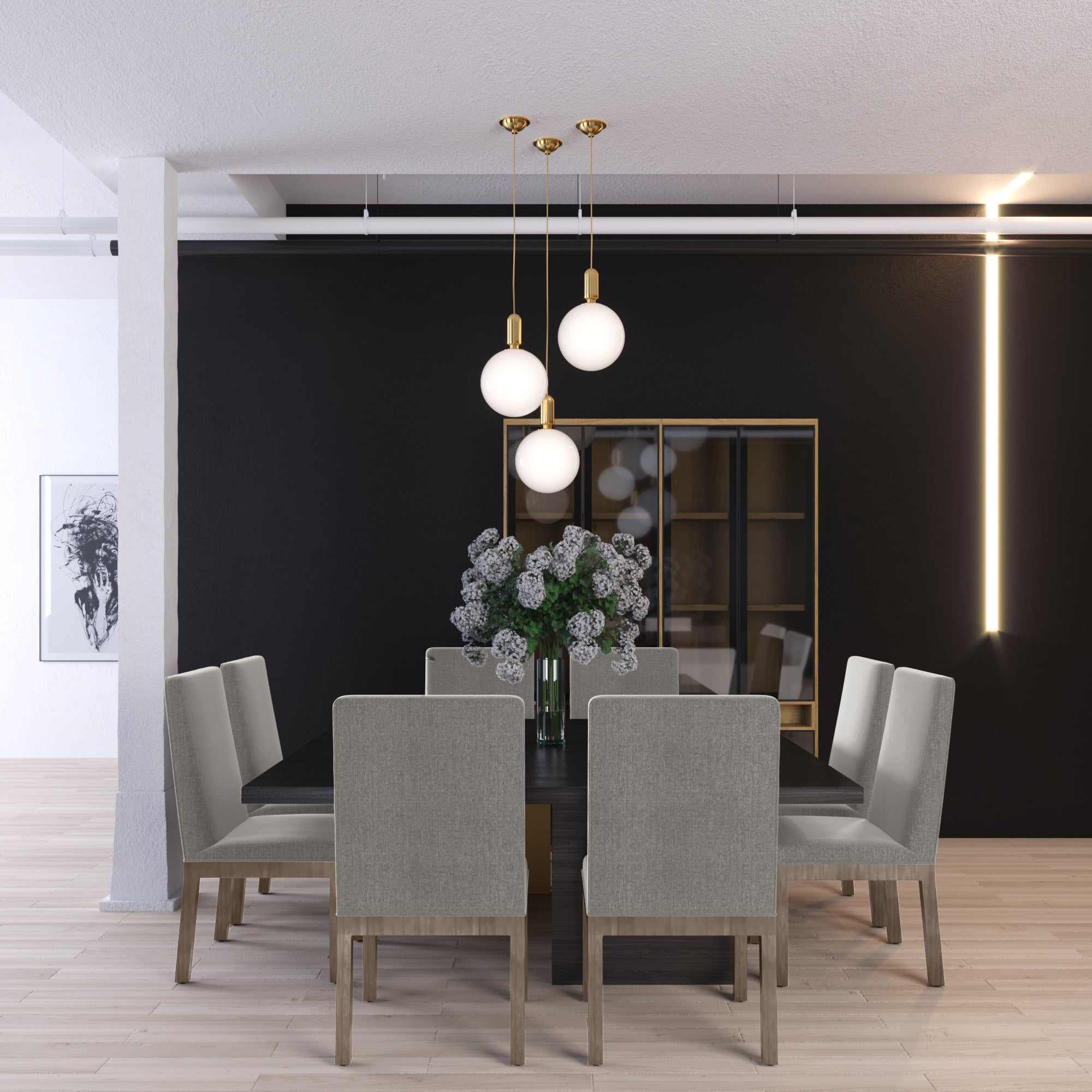 Aleksandar Dining Chair - Silver Streak Plush Velvet - Tandem Arbor